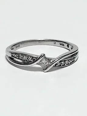 IKS | Jewelry | K Diamond Princess Cut White Gold Bypass Ring Size 6 ...